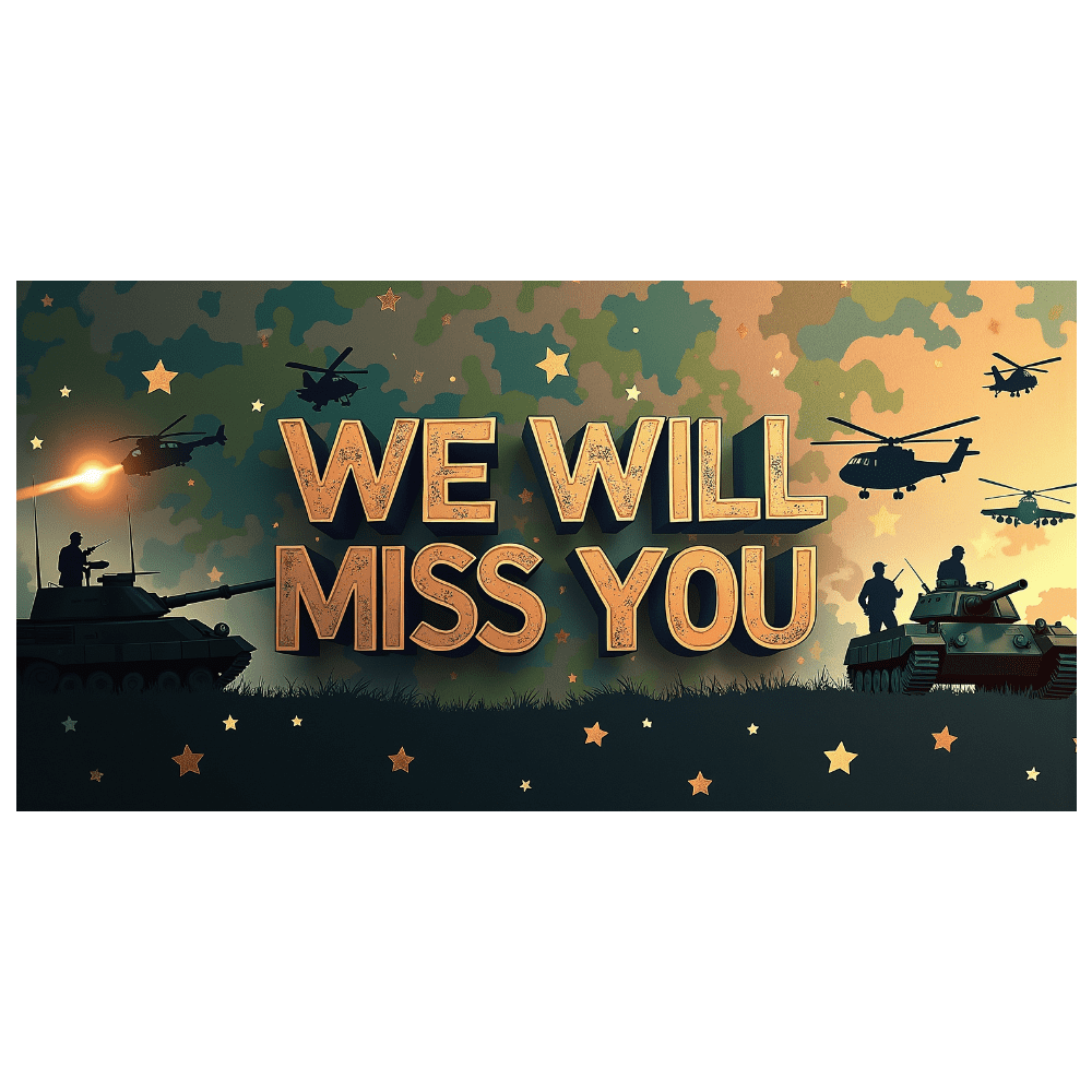 LUUFILx Military Themed We Will Miss You Banner, Army Tank Airplane ...