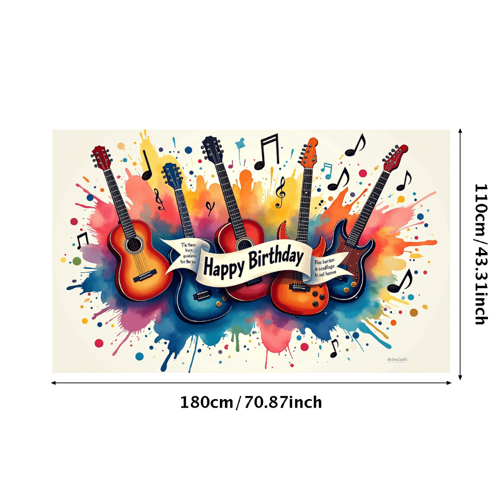 LUUFILx Music Themed Colorful Splash Happy Birthday Banner Background ...