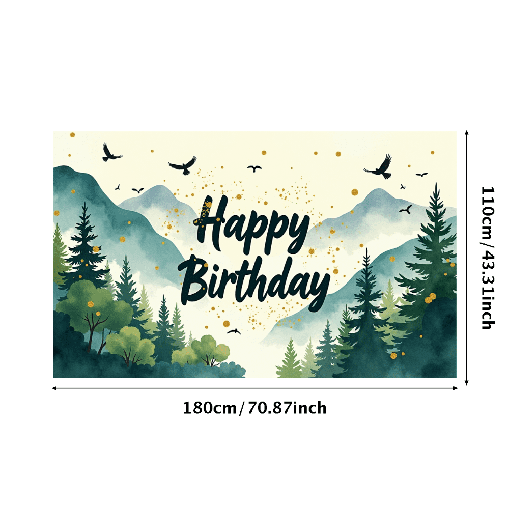 LUUFILx Nature Themed Watercolor Happy Birthday Banner Backdrop Decor ...