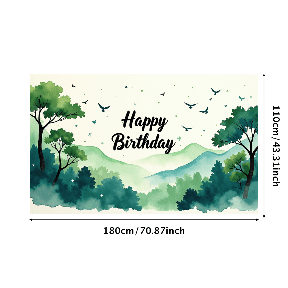 LUUFILx Nature Themed Watercolor Happy Birthday Banner Background Party ...