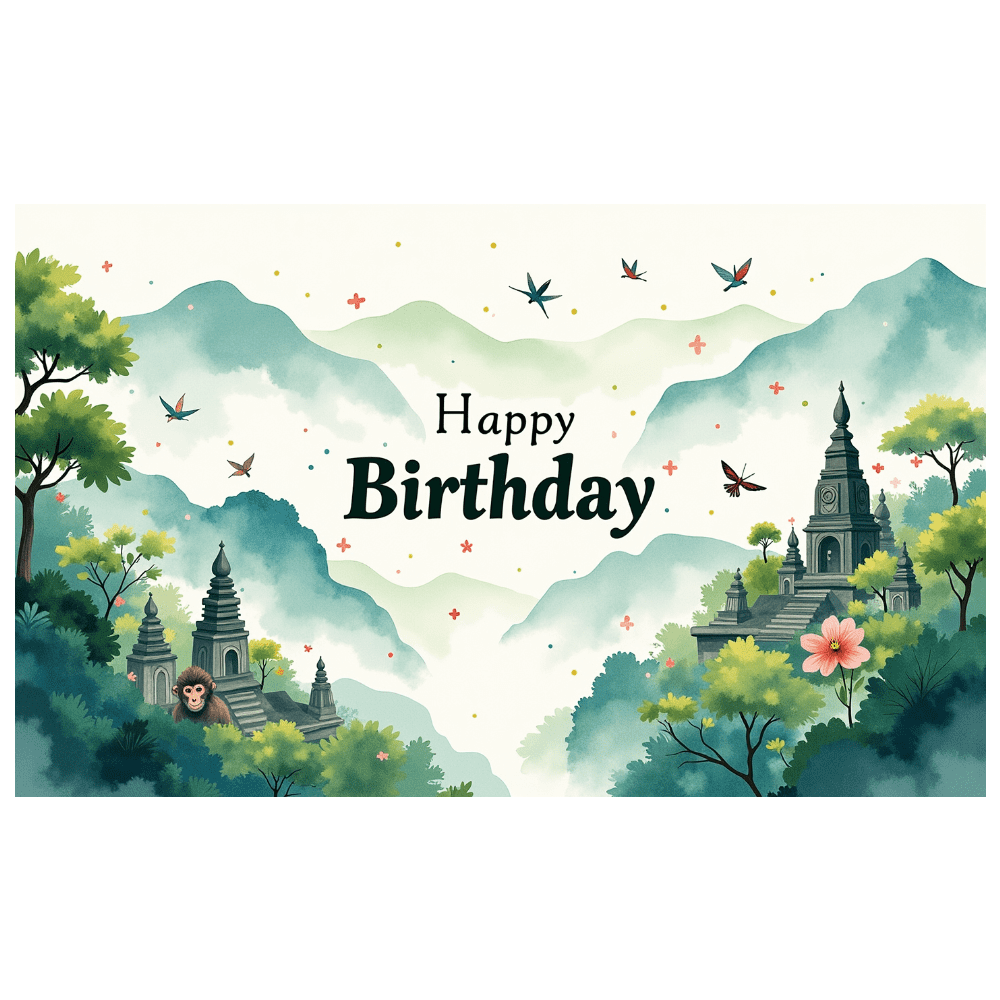 LUUFILx Nature Themed Watercolor Happy Birthday Banner Background Party ...