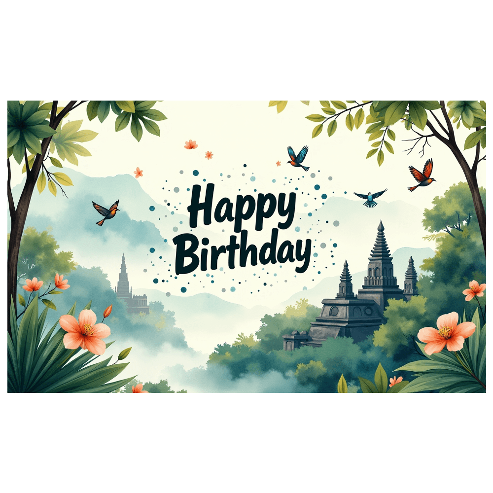 LUUFILx Nature Themed Watercolor Happy Birthday Banner Background Party ...