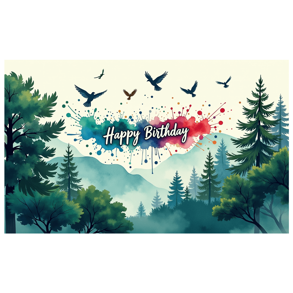 LUUFILx Nature Themed Watercolor Happy Birthday Banner Background Party ...