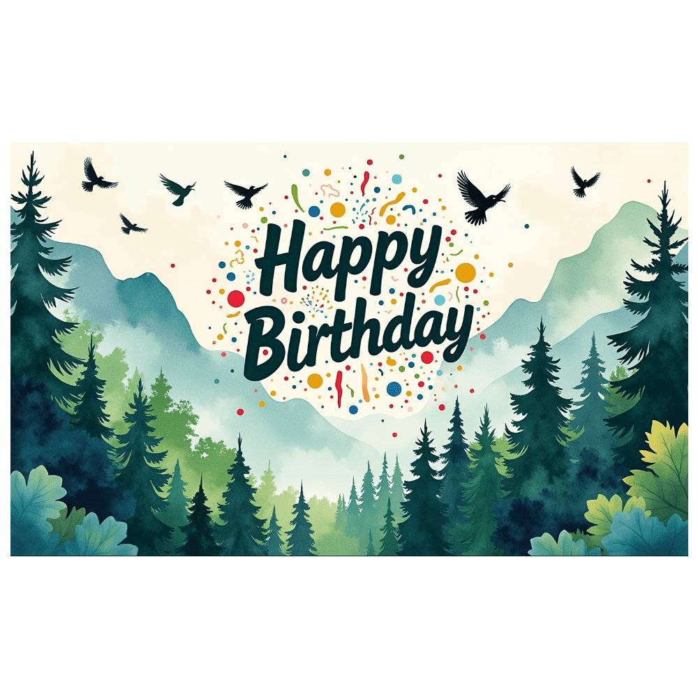 LUUFILx Nature Themed Watercolor Happy Birthday Banner Background Party ...