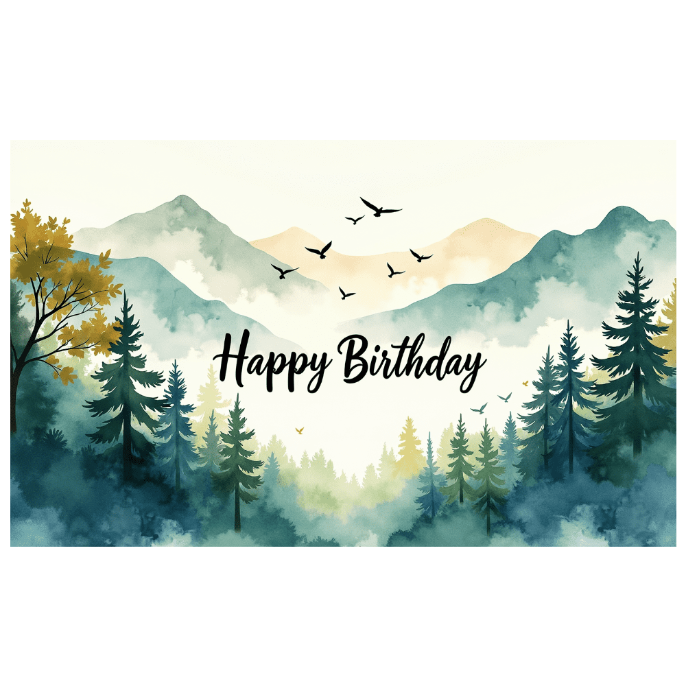 LUUFILx Nature Themed Watercolor Happy Birthday Banner Background Party ...