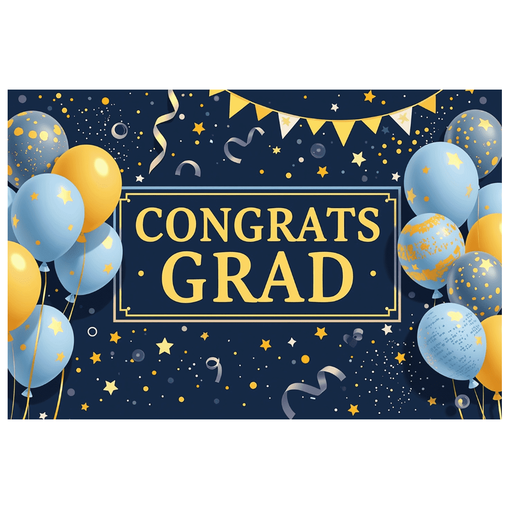 LUUFILx Navy Blue Graduation Banner with Gold and Blue Balloons Star ...