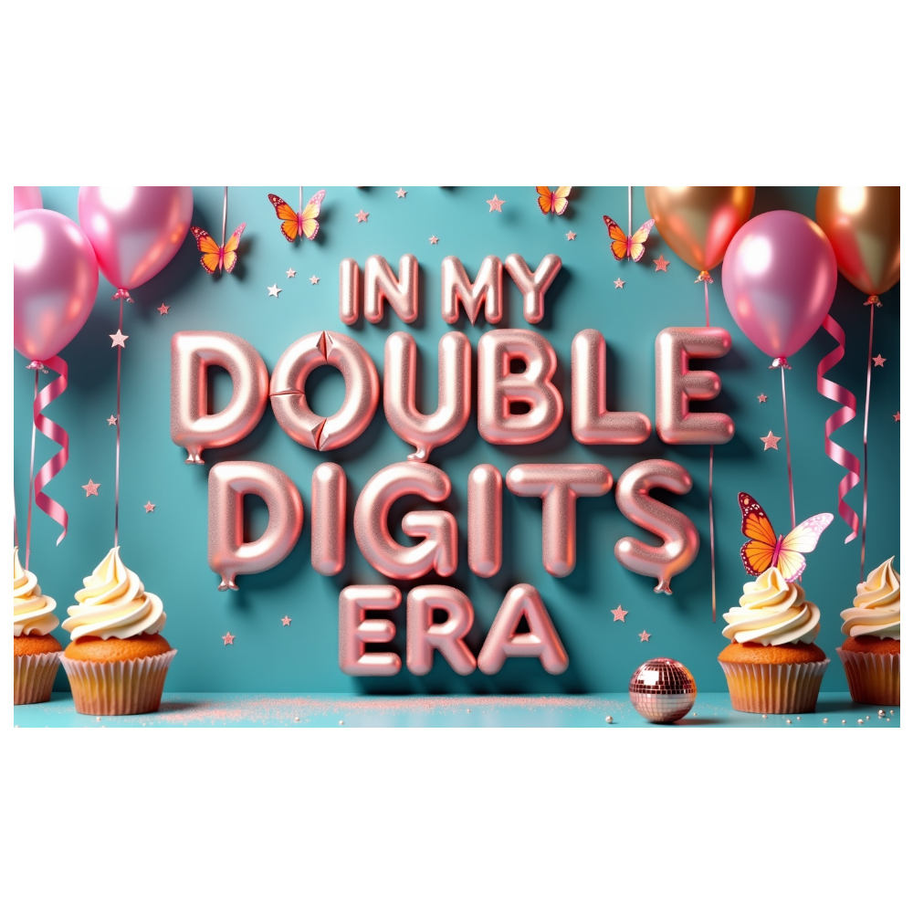 LUUFILx Neon Style In My Double Digits Era Backdrop Banner Party ...