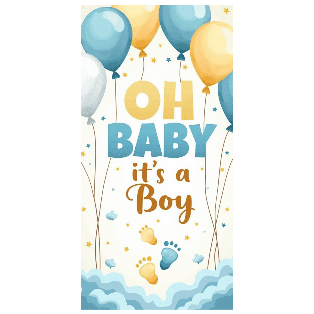 LUUFILx Oh Baby Boy Banner Newborn Event Backdrop Baby Shower Gender ...
