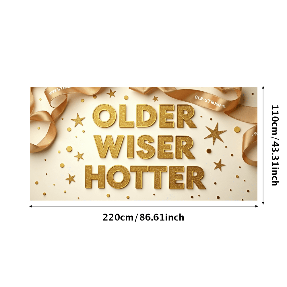 LUUFILx Older Wiser Hotter Birthday Banner Backdrop for Background ...