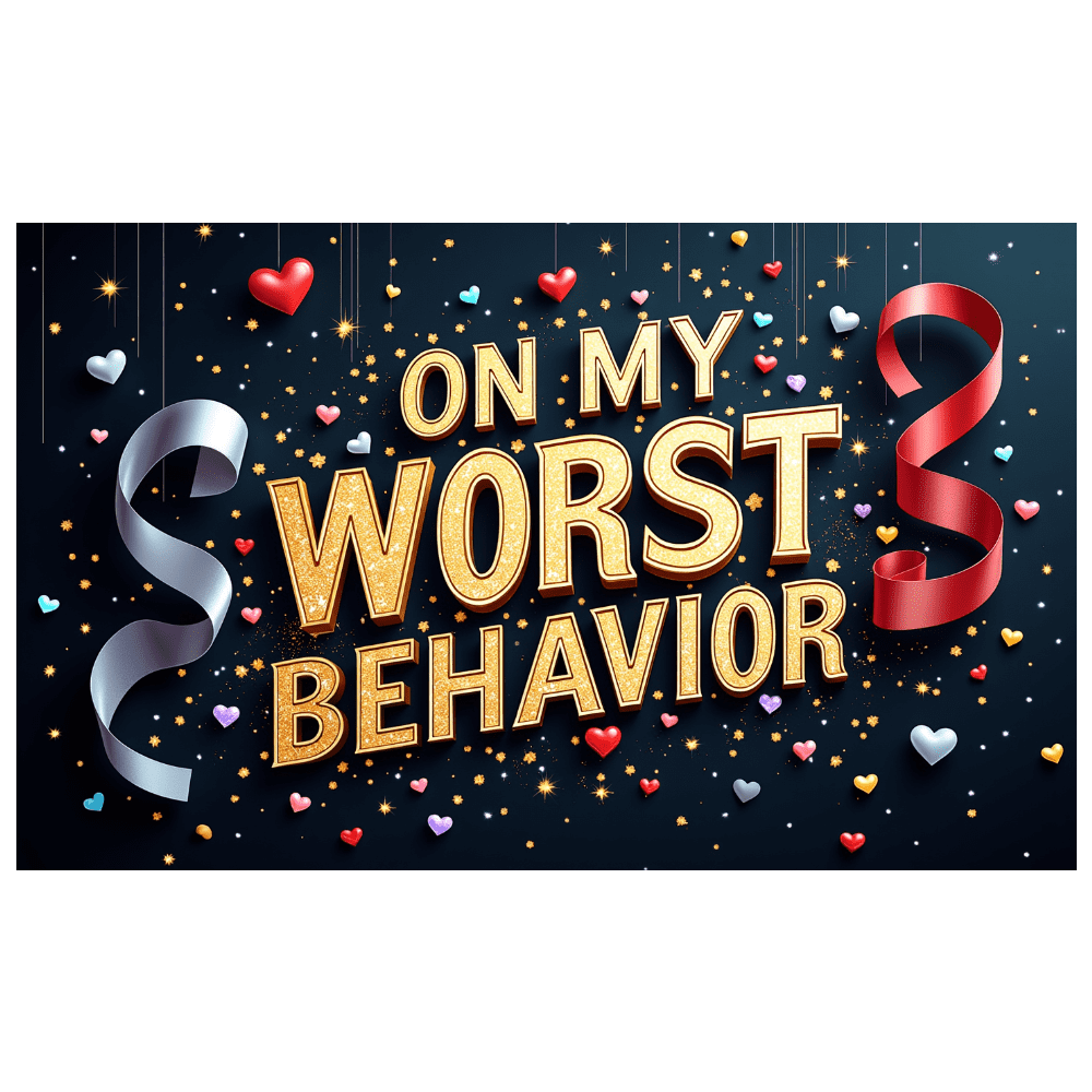 LUUFILx On My Worst Behavior Decorative Party Backdrop Ribbon Hearts ...