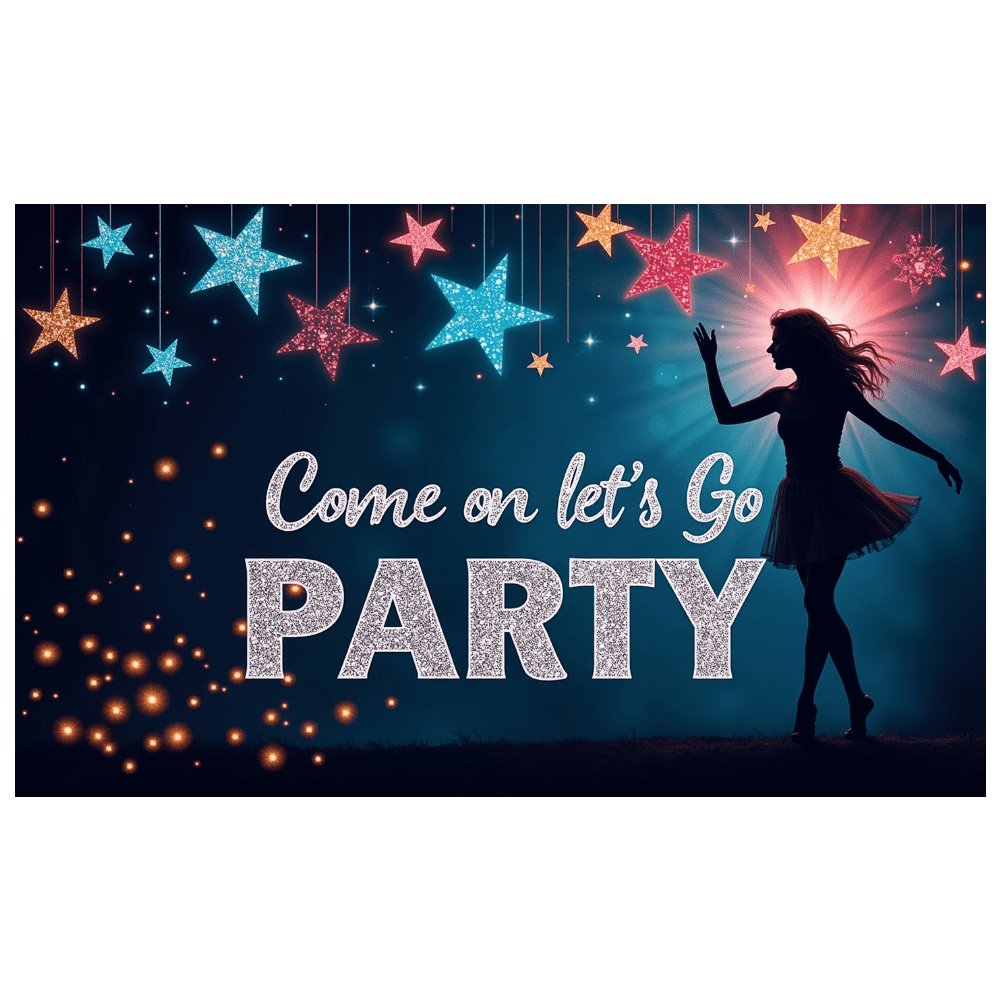 LUUFILx Outdoor Party Banner Decoration Backdrop Let’s Go Glitter Stars ...
