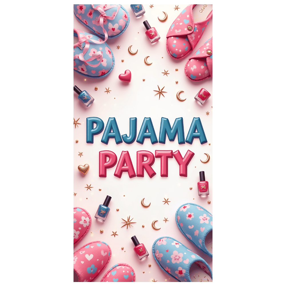 LUUFILx Pajama Party Banner Backdrop Decoration with Cute Slippers and ...