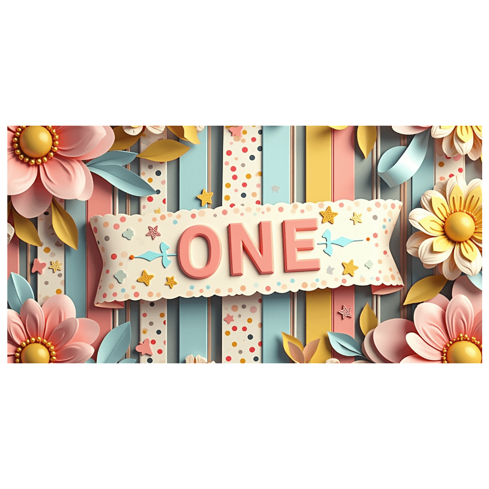 LUUFILx Pastel Colored Flower Themed Banner with Polka Dot Design for ...