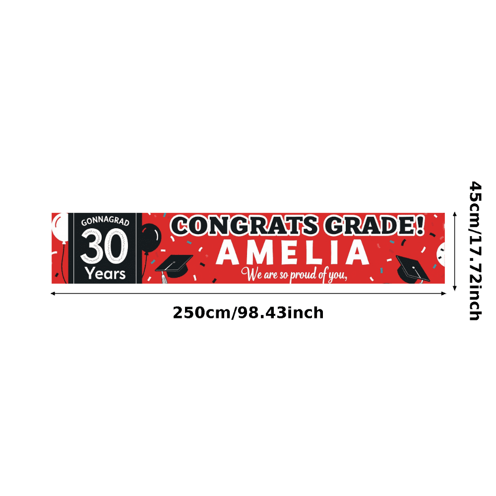 LUUFILx Personalized Red and Black Congrats Grad Banner with Balloons ...