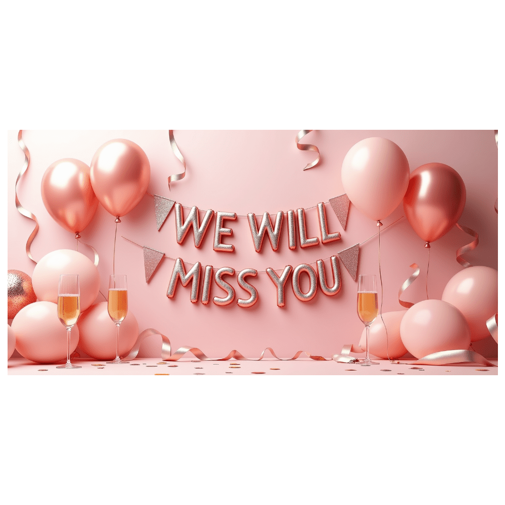 LUUFILx Pink Themed Glittery Triangle Banner with We Will Miss You ...