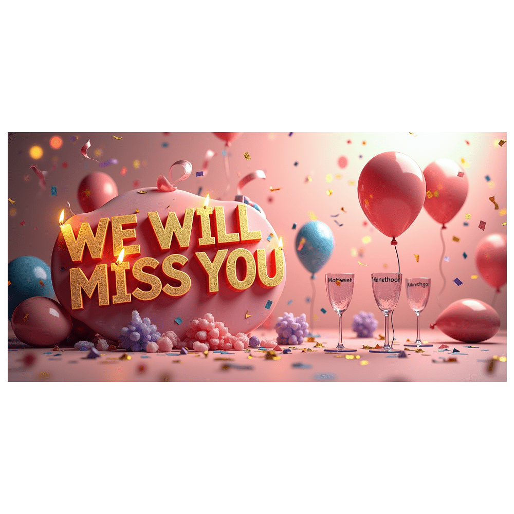 LUUFILx Pink Themed Glittery Triangle Banner with We Will Miss You ...