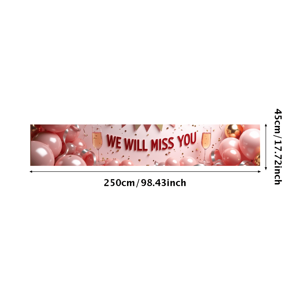 LUUFILx Pink Themed We Will Miss You Banner Backdrop Decorations Party Supplies for Farewell ...