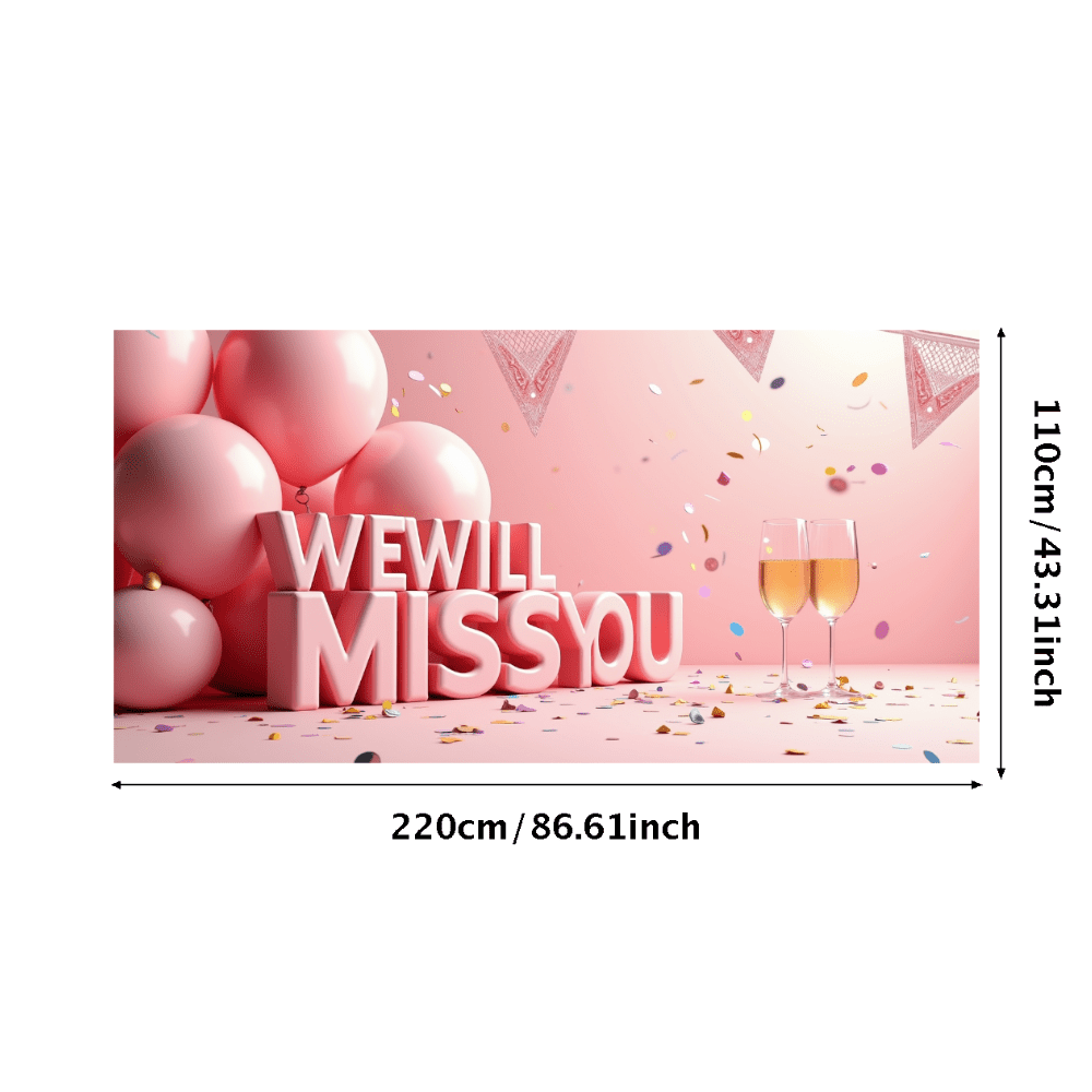 LUUFILx Pink Themed We Will Miss You Banner Balloons Roses Decorations Backdrop Party Supplies ...
