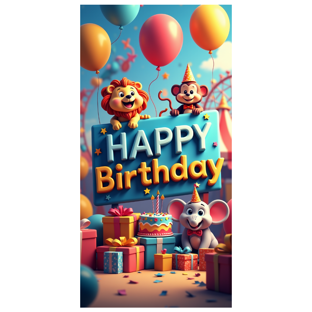 LUUFILx Pixel Style Happy Birthday Banner with Balloons Animals and ...