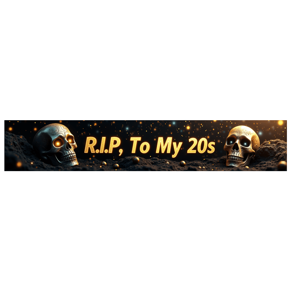 LUUFILx Quirky Black Banner with Skull and Coffin Design, RIP To My 20s ...