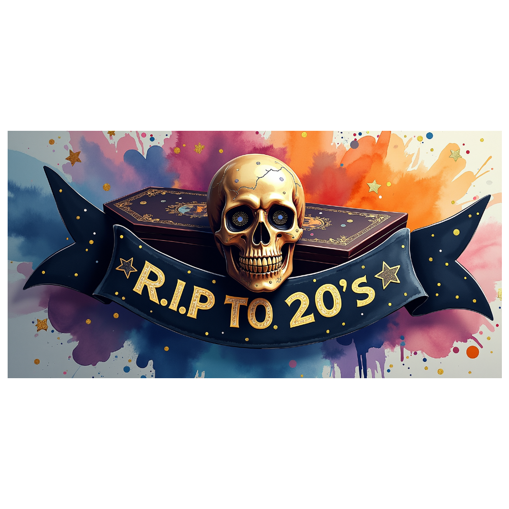 LUUFILx Quirky Black Banner with Skull and Coffin Design, RIP To My 20s ...