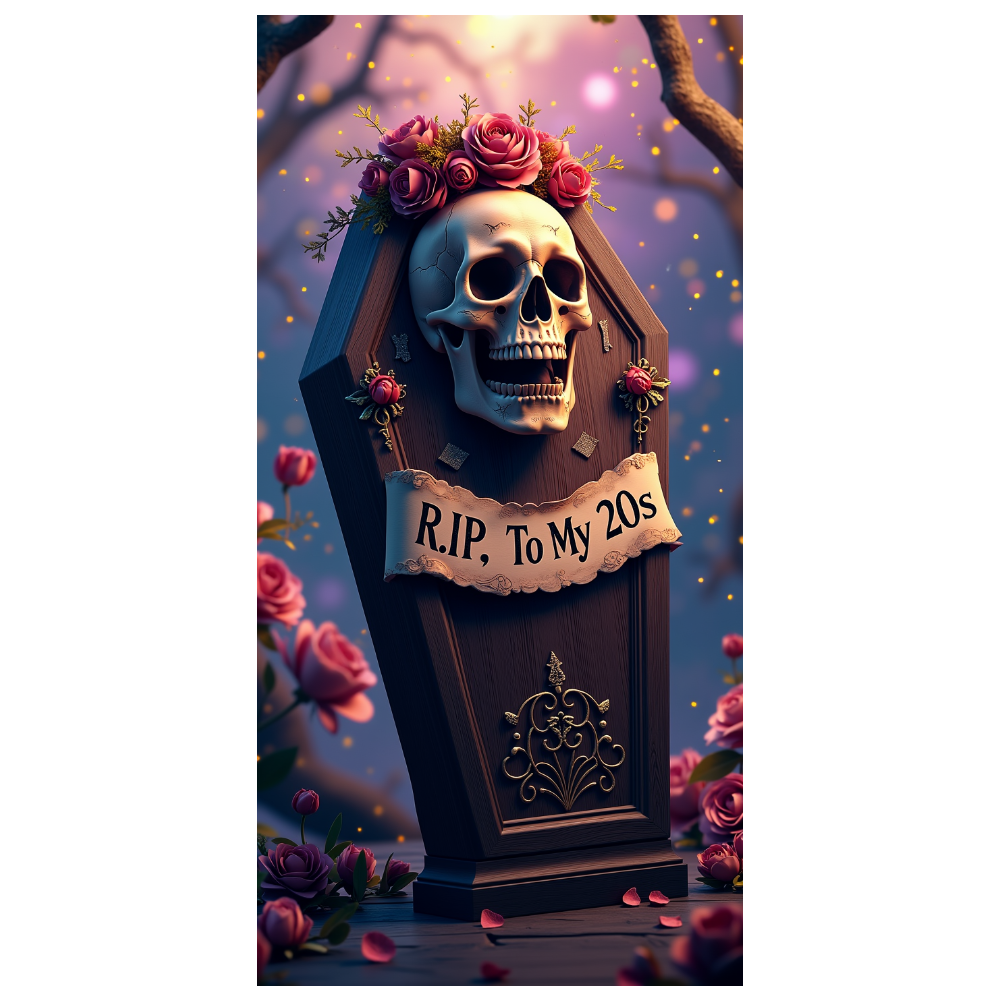 LUUFILx Quirky Black Banner with Skull and Coffin Design, RIP To My 20s ...