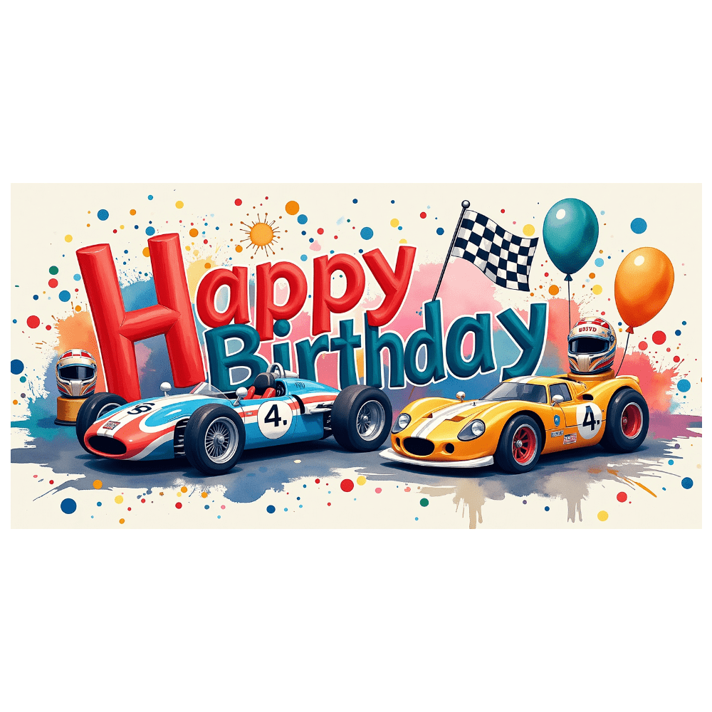 LUUFILx Race Car Themed Happy Birthday Banner Background Party ...
