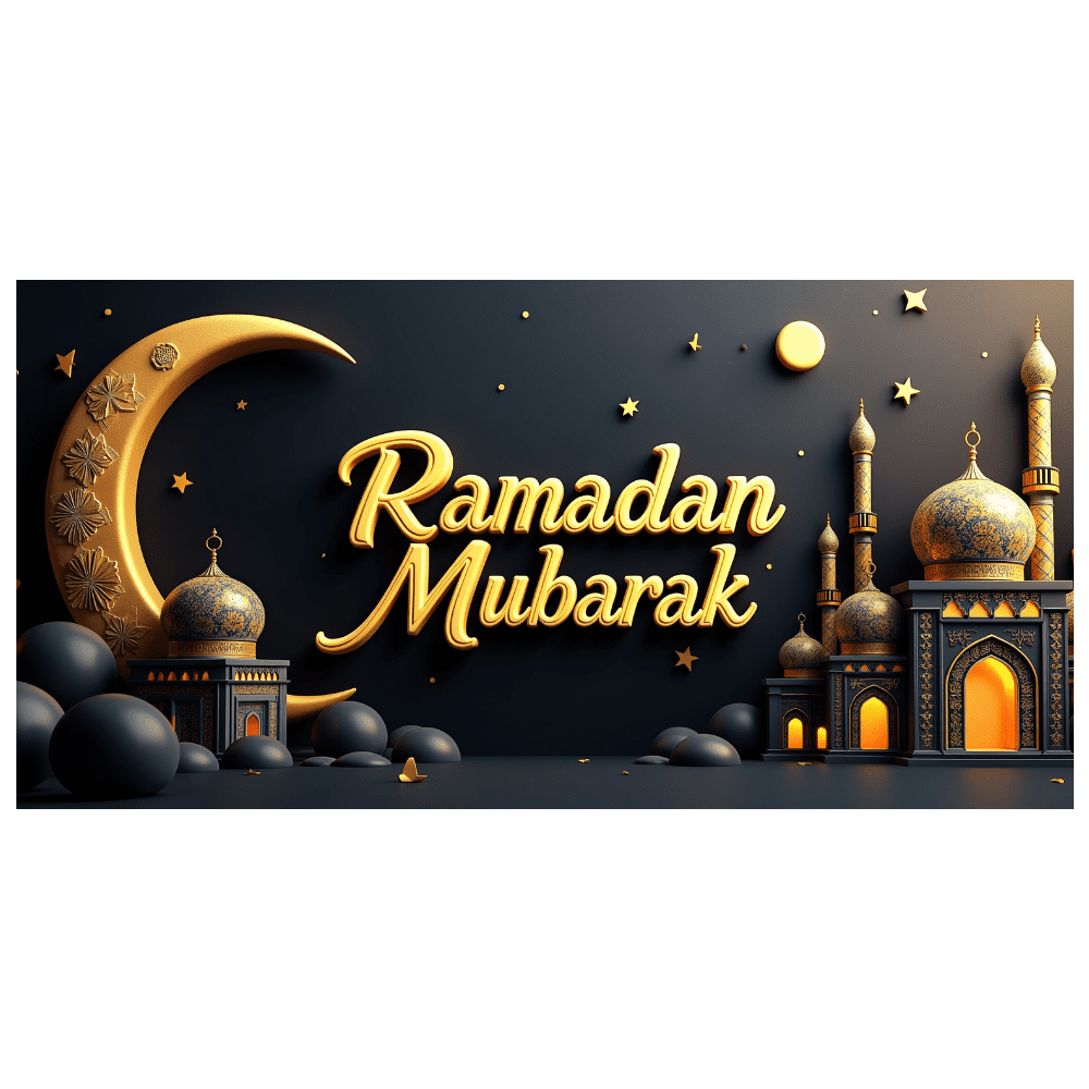 LUUFILx Ramadan Themed Banner with Mosque Crescent Moon Star Elements ...