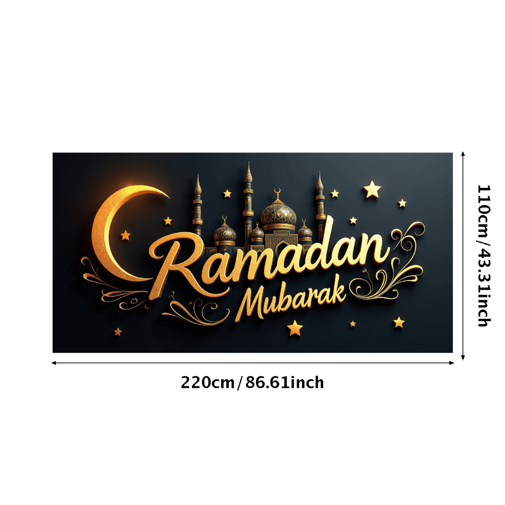 LUUFILx Ramadan Themed Banner with Mosque Crescent Moon Star Elements ...