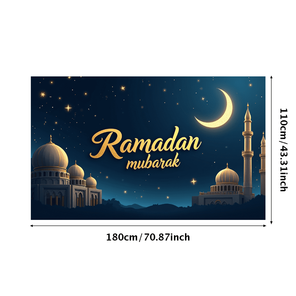 LUUFILx Ramadan Themed Banner with Mosque Lantern Moon and Stars Decors ...