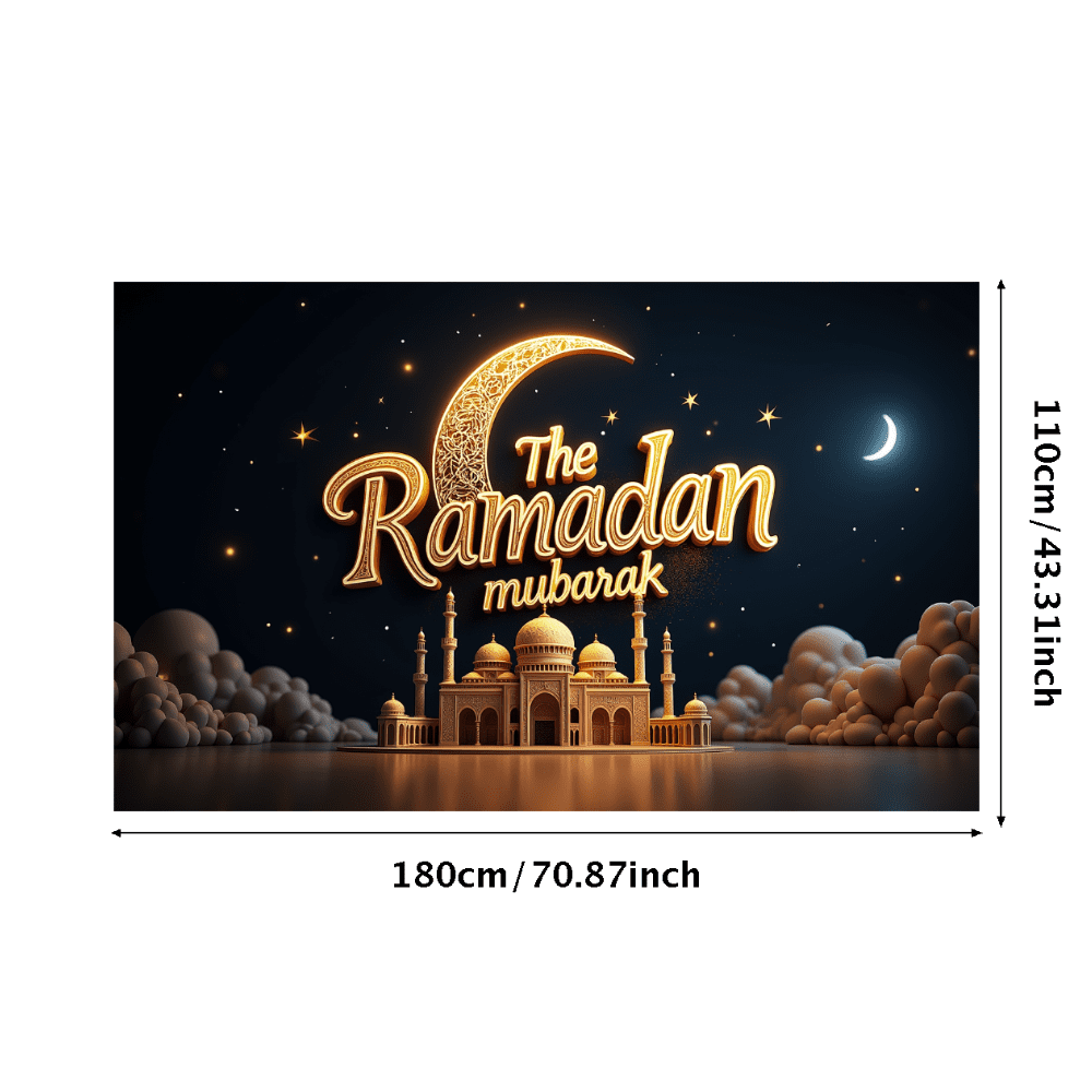 LUUFILx Ramadan Themed Decorative Banner Crescent Moon Star Mosque ...