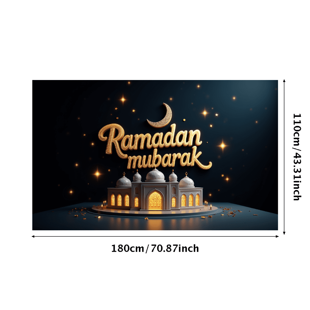 LUUFILx Ramadan Themed Elegant Golden Crescent Banner Backdrop Party ...