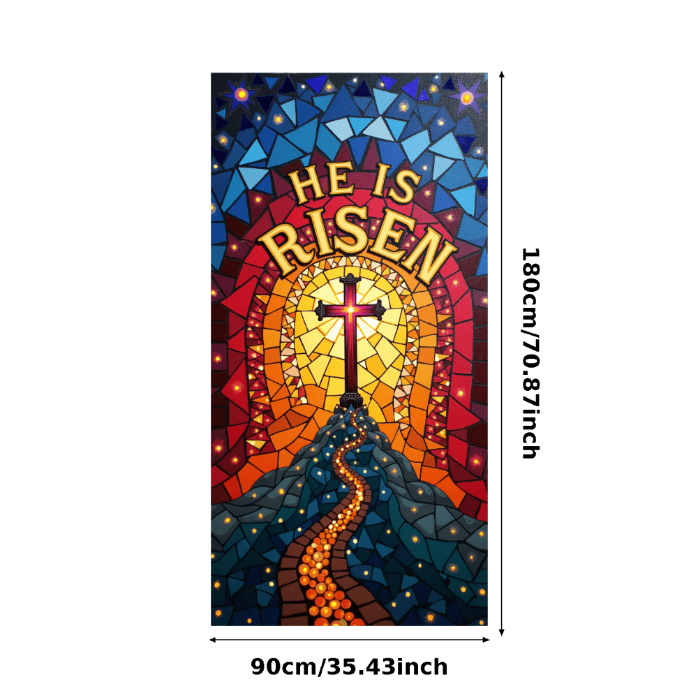 LUUFILx Religious Theme Backdrop with He Is Risen Text Cross and Scenic ...