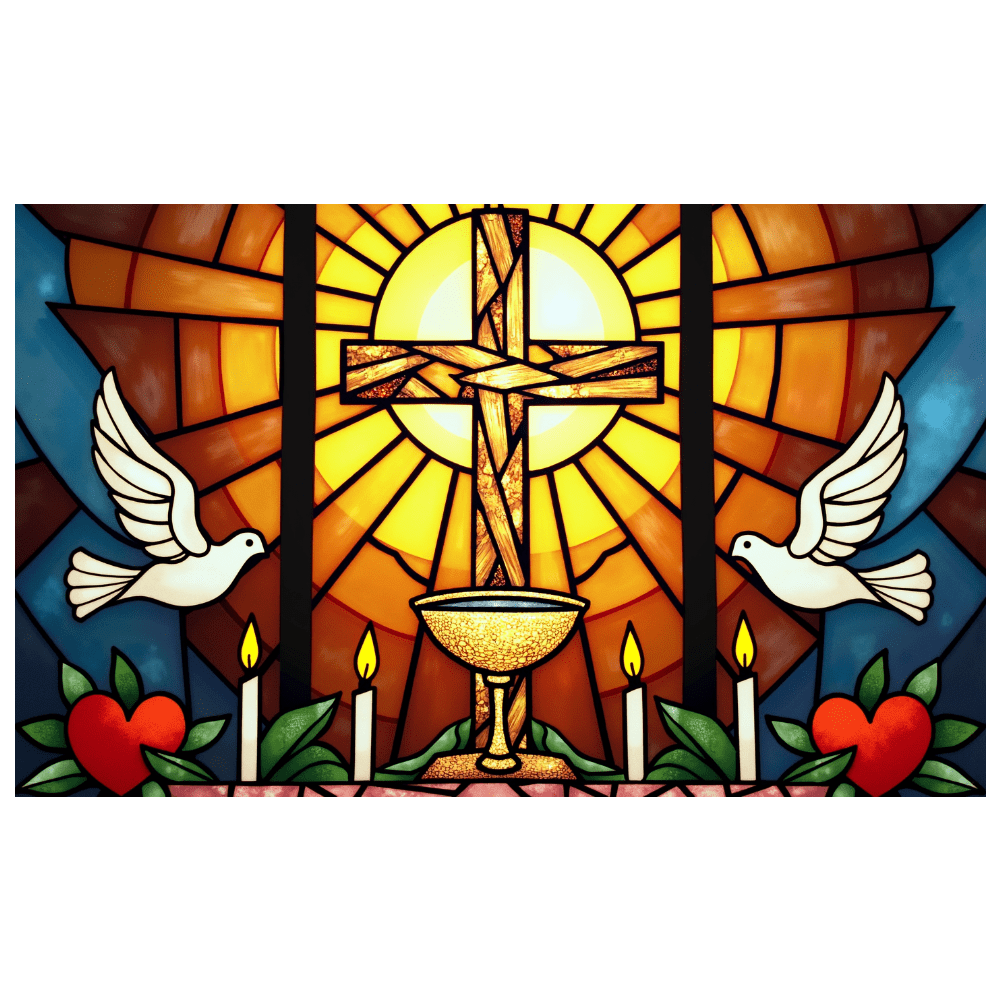 LUUFILx Religious Themed Stained Glass Style Banner with Dove Grape ...