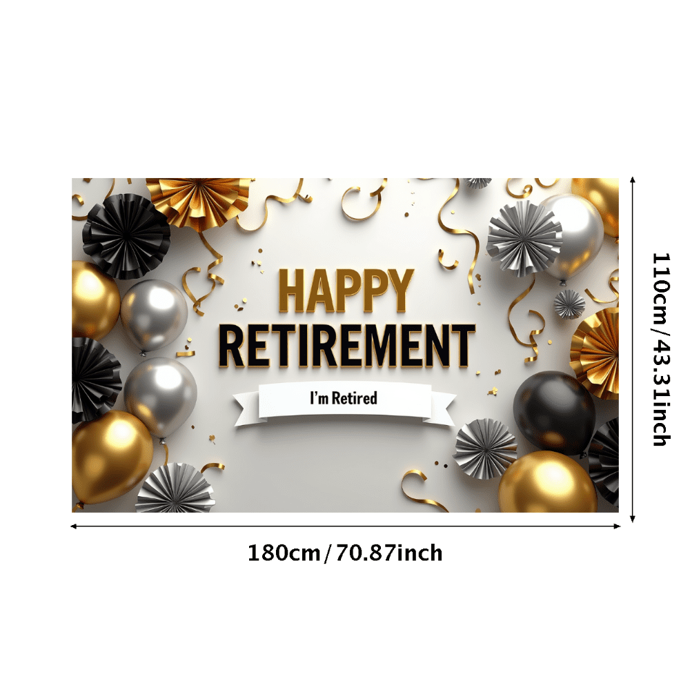 LUUFILx Retirement Backdrop Banner Blue Balloons Stars Decoration Party ...