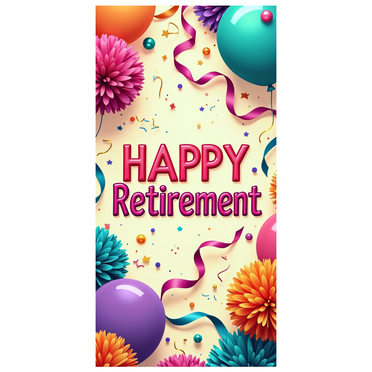 Floral Themed Happy Retirement Backdrop Banner Party Decoration ...