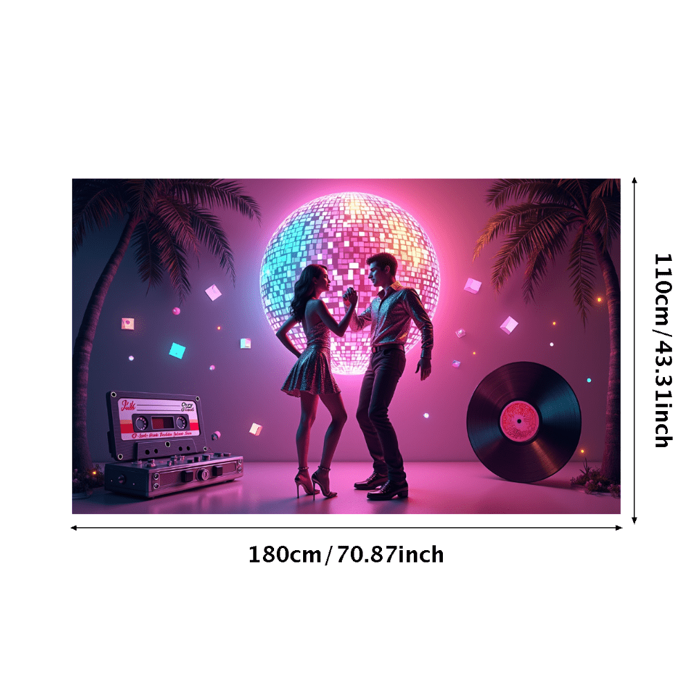 LUUFILx Retro Disco Dance Party Backdrop Vinyl Record Palm Trees Neon ...