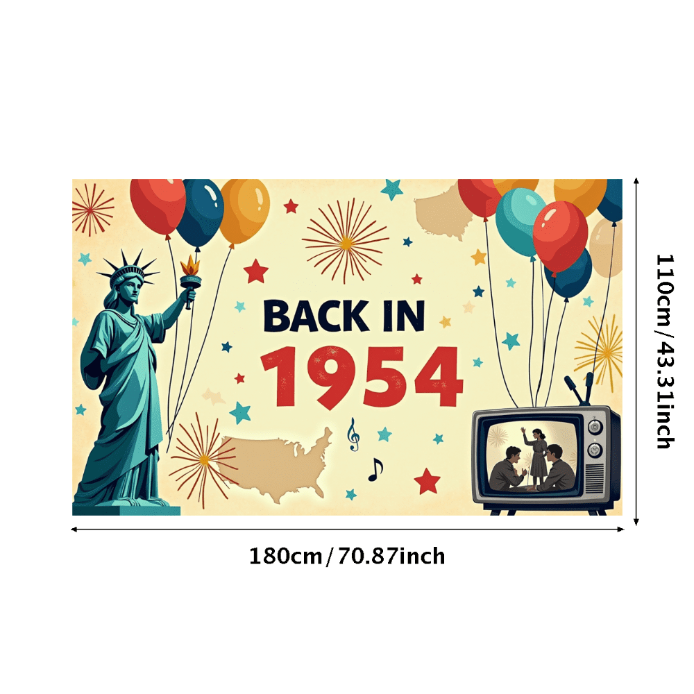 LUUFILx Retro Themed Backdrop Banner with Statue of Liberty Fireworks ...
