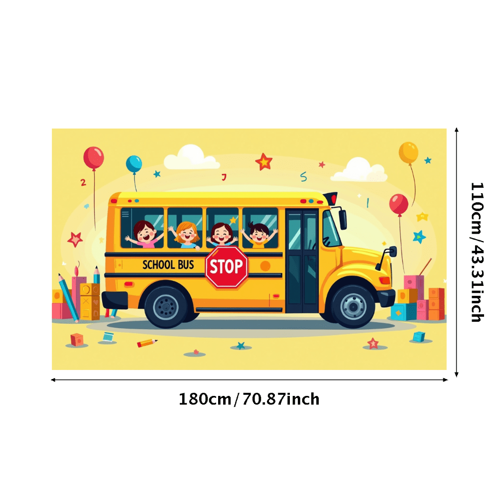 LUUFILx School Bus Banner Backdrop for Kids Party Decorations Classroom ...