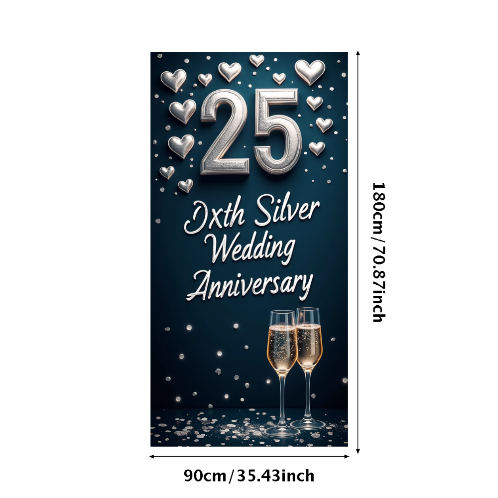 LUUFILx Silver Wedding Anniversary Banner 25th Anniversary Backdrop ...