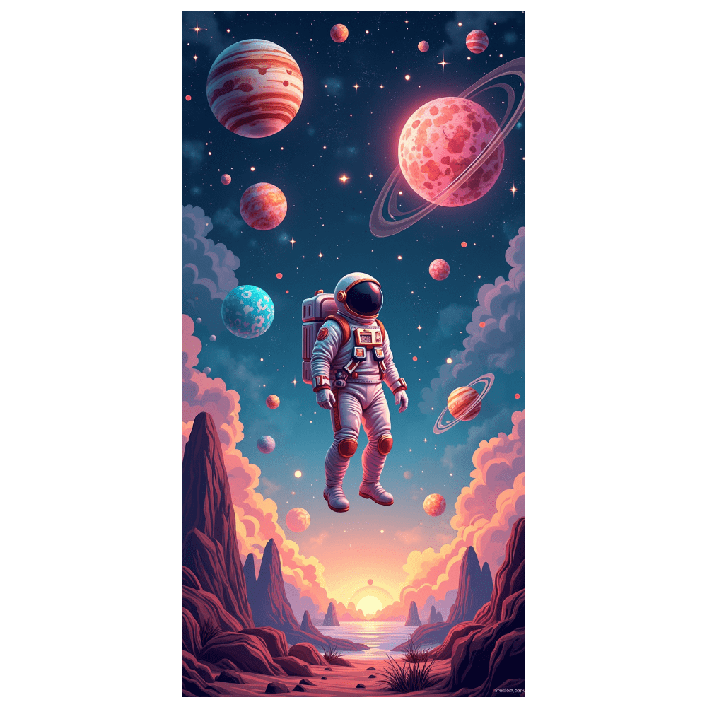 LUUFILx Space Astronaut Cosmic Backdrop Banner Celestial Planets ...
