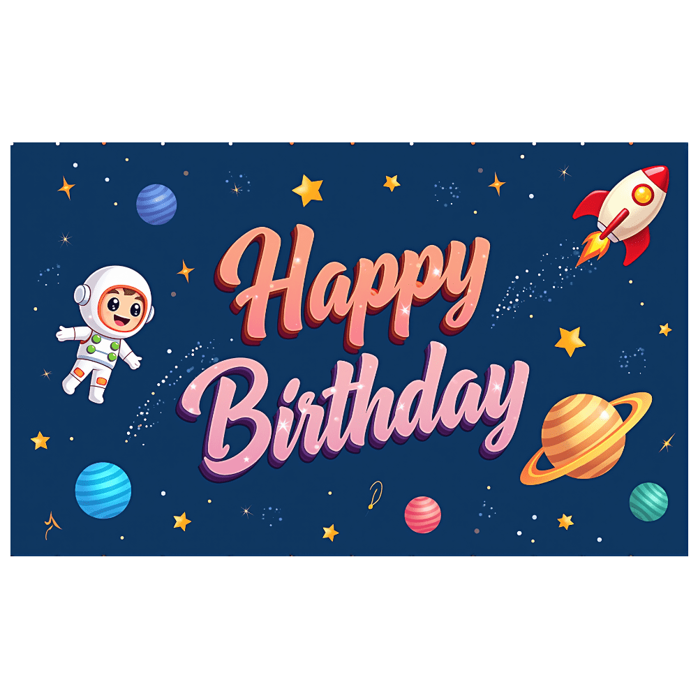 LUUFILx Space Themed Happy Birthday Banner with Astronaut and Planets ...