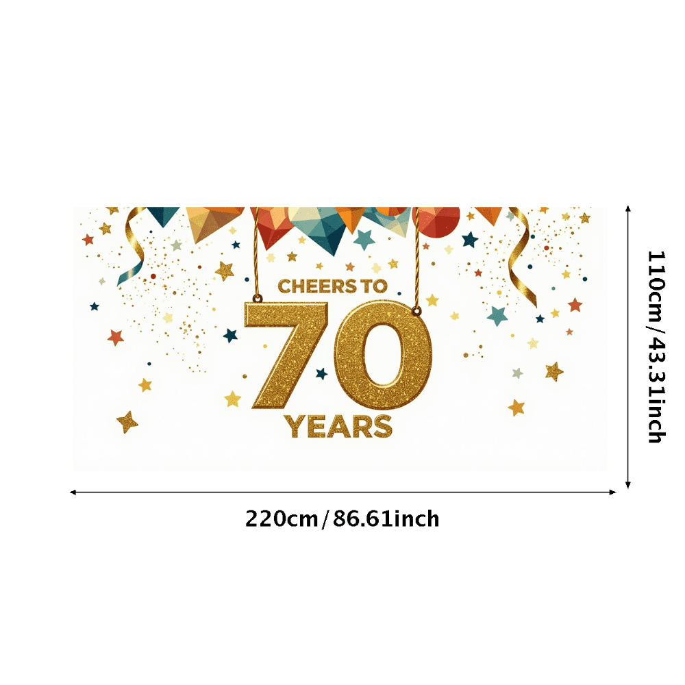 LUUFILx Sparkling Glittery Gold Cheers to 70 Years Banner Party ...