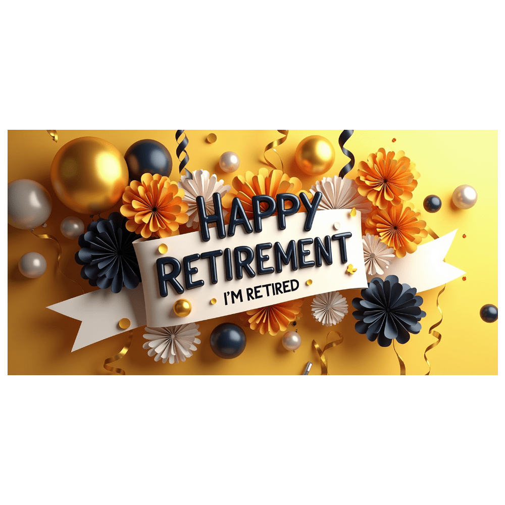 LUUFILx Sparkling Gold Lettered Happy Retirement Banner Background with ...