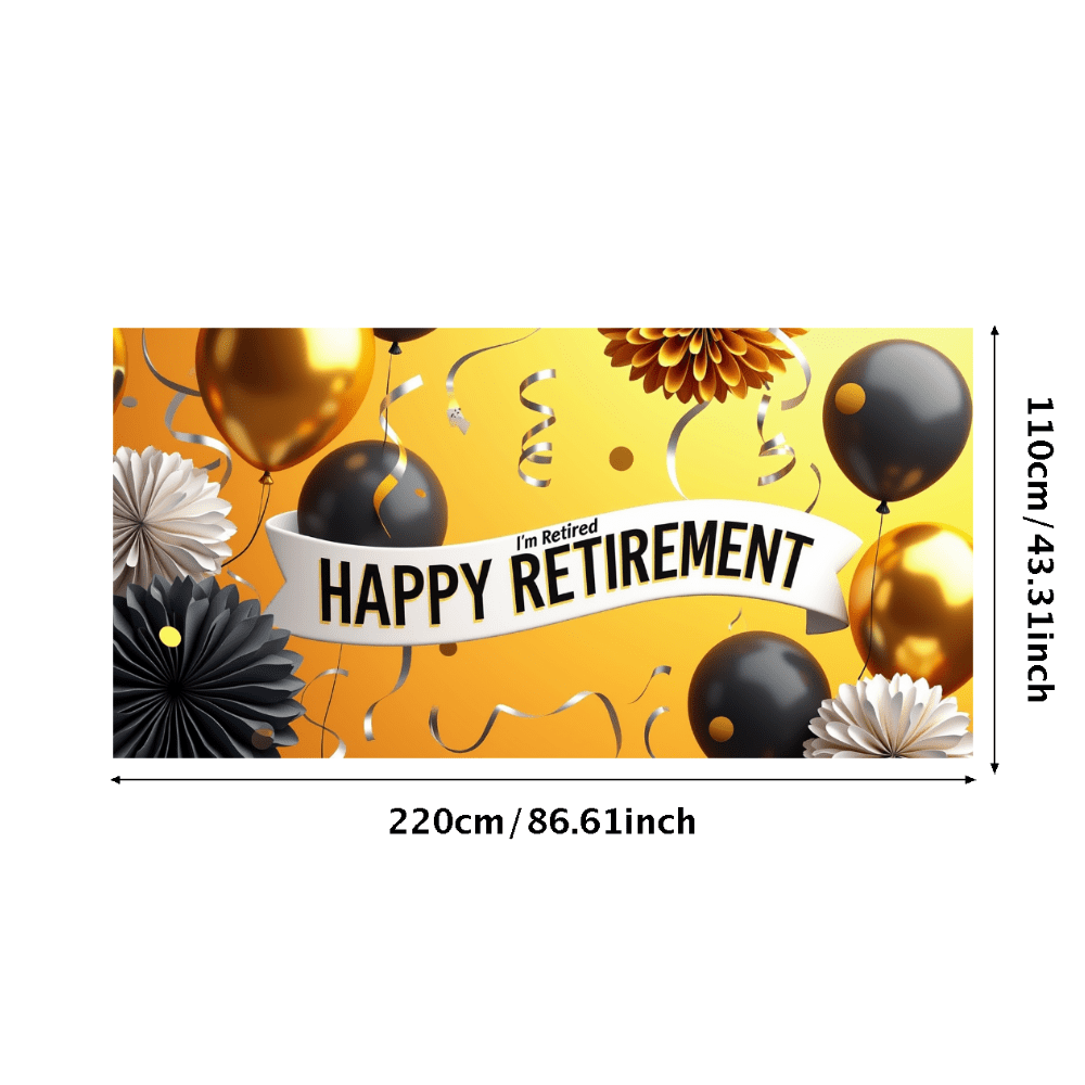 LUUFILx Sparkling Gold Lettered Happy Retirement Banner Background with ...