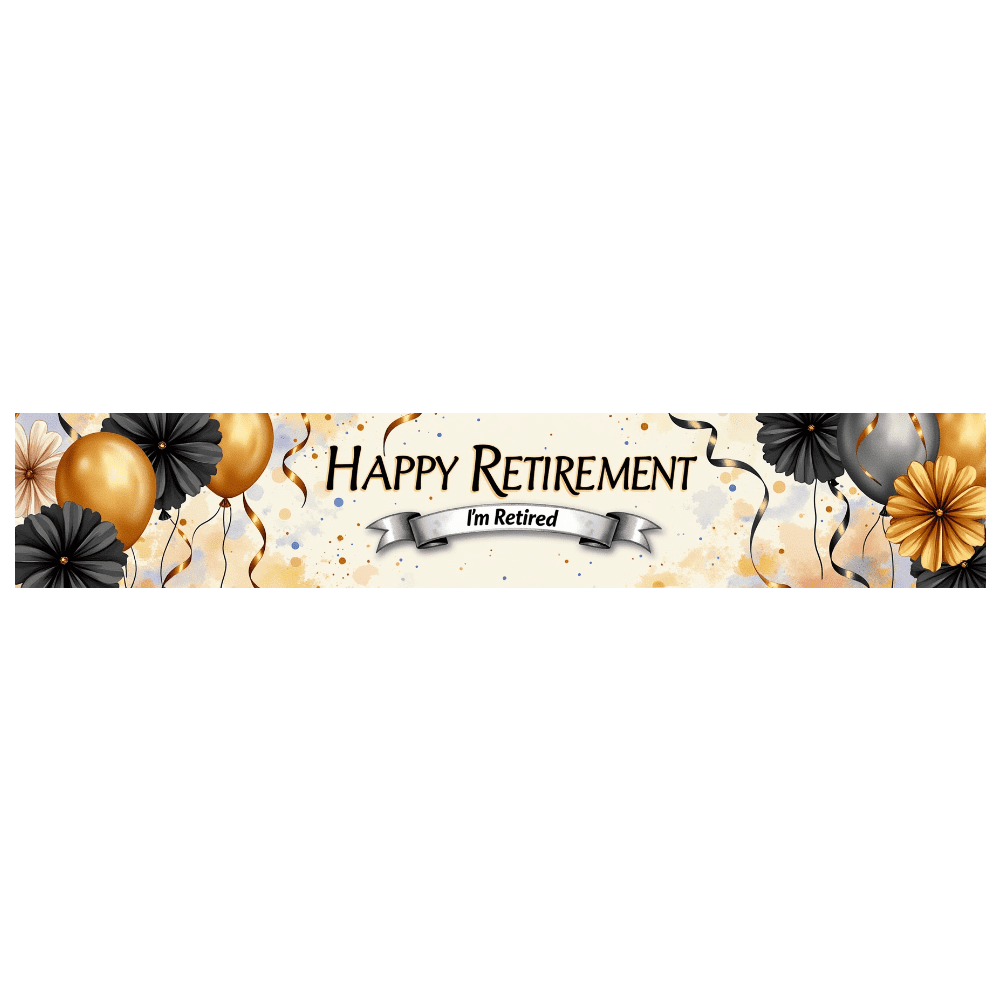 LUUFILx Sparkling Gold Lettered Happy Retirement Banner Background with ...