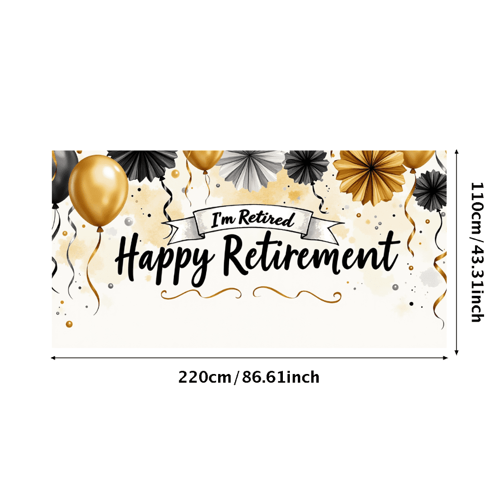 LUUFILx Sparkling Happy Retirement Banner with Gold Lettering and ...