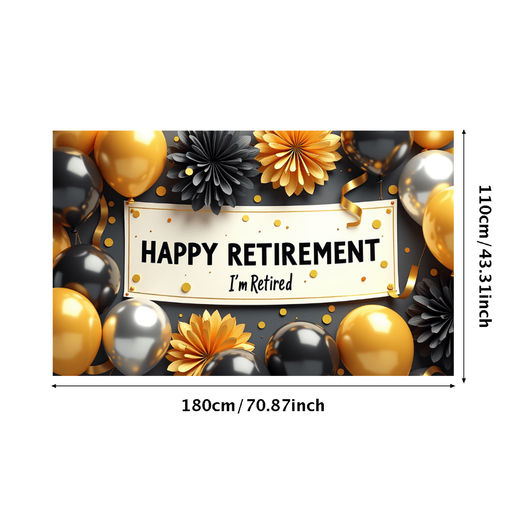 LUUFILx Sparkling Happy Retirement Banner with Gold Lettering and ...