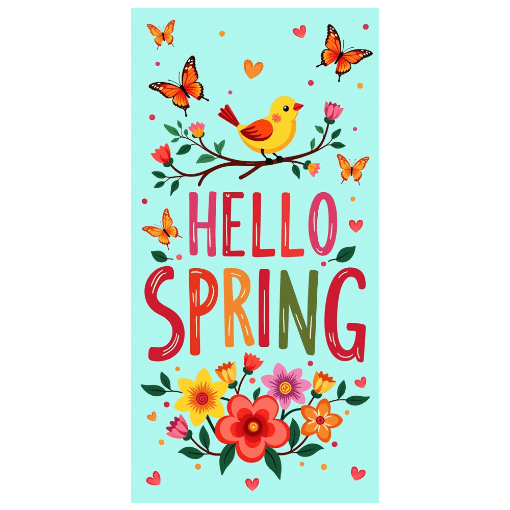 LUUFILx Spring Themed Banner Bright Floral Design Colorful Butterfly ...