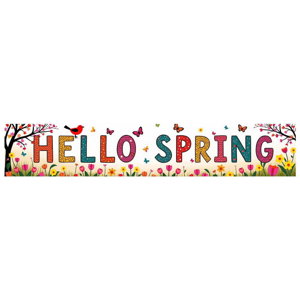 LUUFILx Spring Themed Banner Bright Floral Design Colorful Butterfly ...